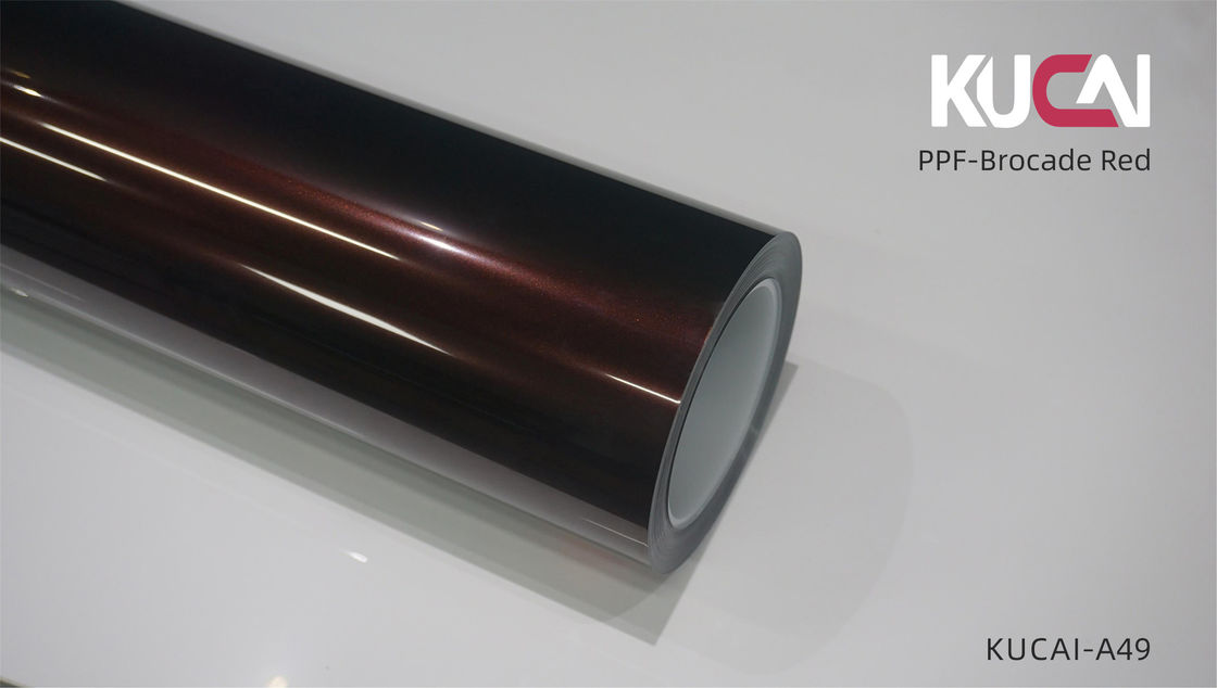 Hydrophobic Brocade Red Color Ppf Car Wrapping , Self Healing Ppf Film